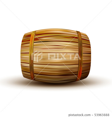 Brown Lying Vintage Wooden Barrel Side View Vector - Stock Illustration ...