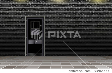 Trend european prison interior, dark background - Stock Illustration ...