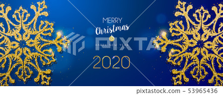 Christmas and New Year banner of gold snowflake - Stock Illustration ...