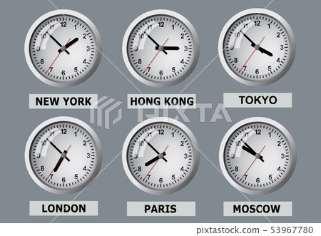 A board that shows the time in different cities - Stock Illustration ...
