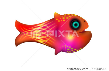Red little fish. Cartoon funny life illustration - Stock Illustration ...