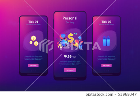 Personalized selling app interface template. - Stock Illustration ...