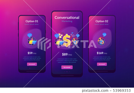 Conversational sales app interface template. - Stock Illustration ...