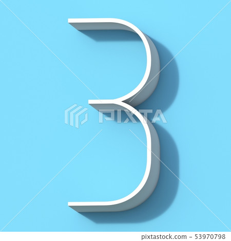 Line font with shadow Number 3 THREE 3D - Stock Illustration [53970798 ...