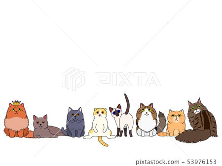 Cats in cartoon style lined up in a row - Stock Illustration [53976153 ...