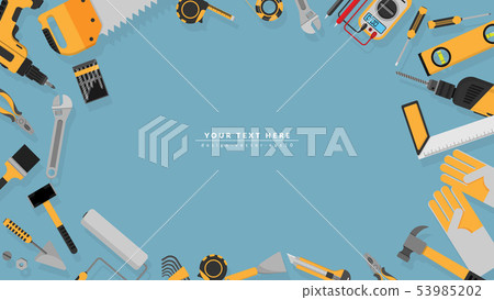 border frame of yellow color home repair tools set-插圖素材 [53985202 ...
