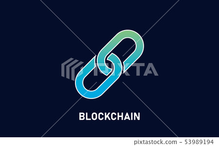 Blockchain logo on dark black background. Abstract-插圖素材 [53989194 ...
