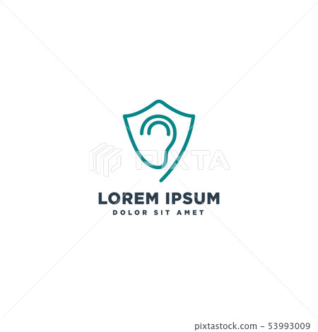shield protecting ear concept logo template for - Stock Illustration ...