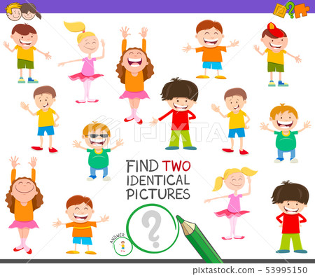 find two identical characters game for children - Stock Illustration ...