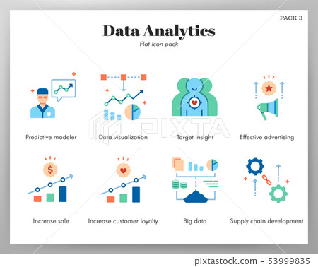 Data analytics icons flat pack - Stock Illustration [53999835] - PIXTA