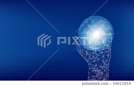 White line hand geometric grab Sphere globe with - Stock Illustration ...