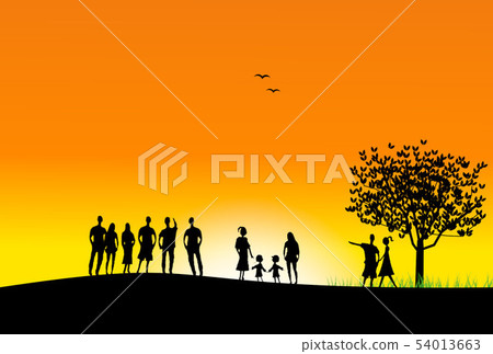 People watching the sunset - Stock Illustration [54013663] - PIXTA