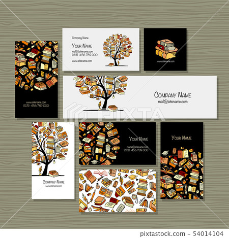 Books library, business cards design - Stock Illustration [54014104 ...