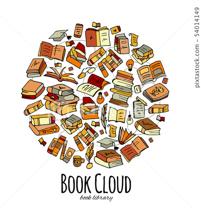 Books collection, sketch for your design - Stock Illustration [54014149 ...