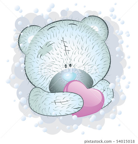 Blue teddy bear with heart - Stock Illustration [54015018] - PIXTA