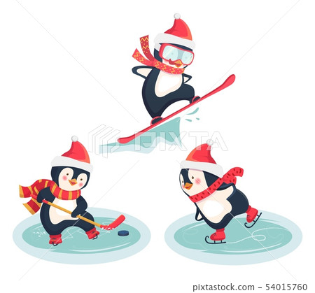 active penguins in winter concept - Stock Illustration [54015760] - PIXTA