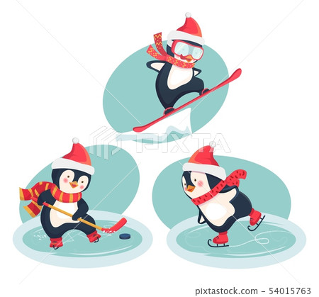 active penguins in winter concept - Stock Illustration [54015763] - PIXTA