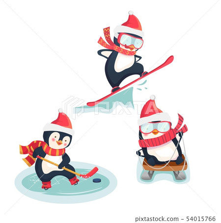 active penguins in winter concept - Stock Illustration [54015766] - PIXTA