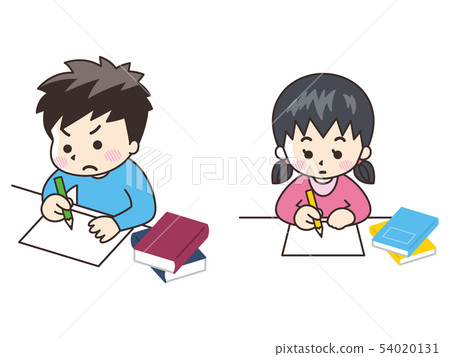 Junior high and high school students studying - Stock Illustration ...