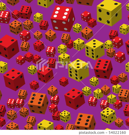 Yellow Red Dice Seamless Pattern, 3D illustration - Stock Illustration ...