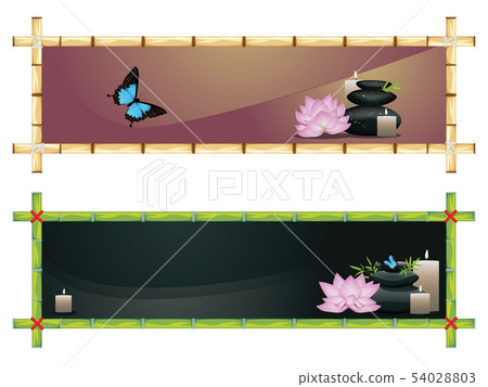 Flower and zen stones banner - Stock Illustration [54028803] - PIXTA