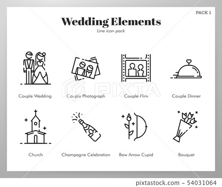 Wedding elements Line pack - Stock Illustration [54031064] - PIXTA
