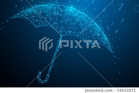 Umbrella and rain binary code. Data protection - Stock Illustration ...