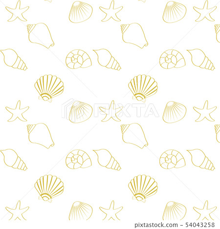 Shellfish pattern Gold - Stock Illustration [54043258] - PIXTA