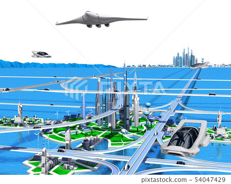 New ocean future city 2 white - Stock Illustration [54047429] - PIXTA