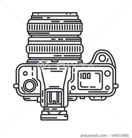 Line vector icon with digital slr professional... - Stock Illustration ...