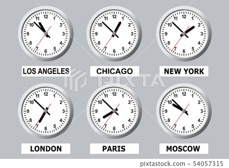 time in different cities of the world. - Stock Illustration [54057315 ...
