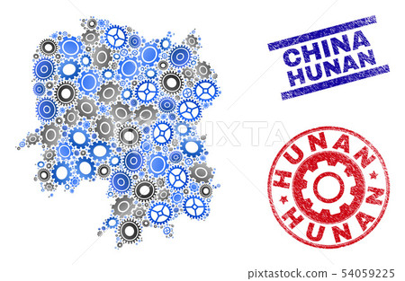 Wheel Collage Vector Hunan Province Map and... - Stock Illustration ...