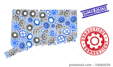 Cog Composition Vector Connecticut State Map... - Stock Illustration ...