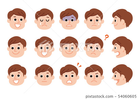 Male facial expression set - Stock Illustration [54060605] - PIXTA