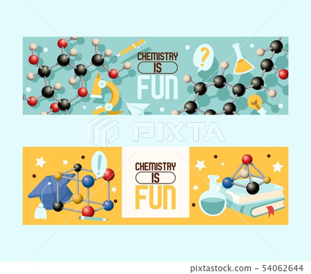 Chemistry is fun set of banners vector... - Stock Illustration ...