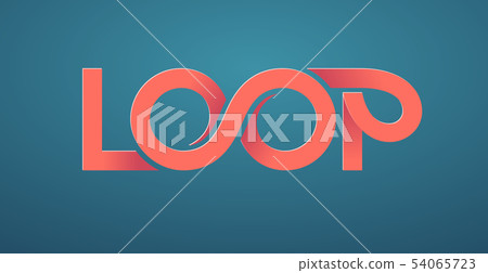 Loop logo. Vector ribbon lettering isolated on... - Stock Illustration ...