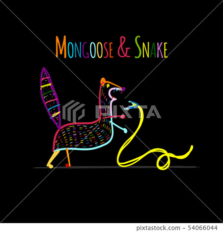 Funny mongoose colorful on black, sketch for...-插圖素材 [54066044] - PIXTA圖庫