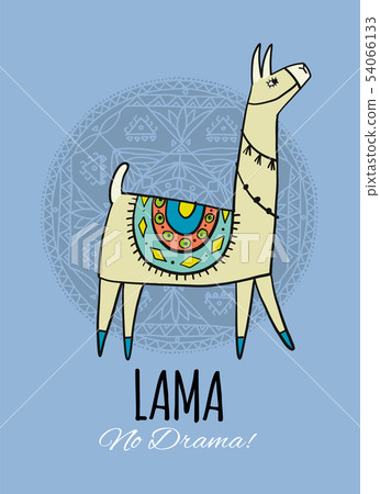 Cute lama character. Greeting card for your design - Stock Illustration ...
