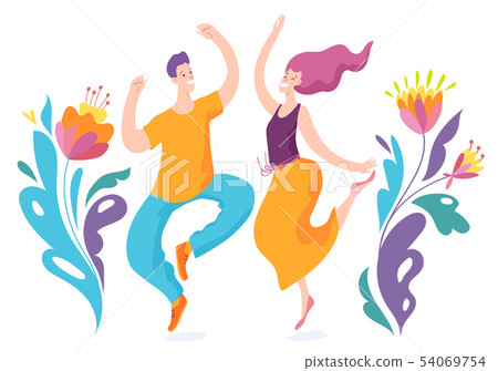 Happy jumping people who reach the goal. - Stock Illustration [54069754 ...