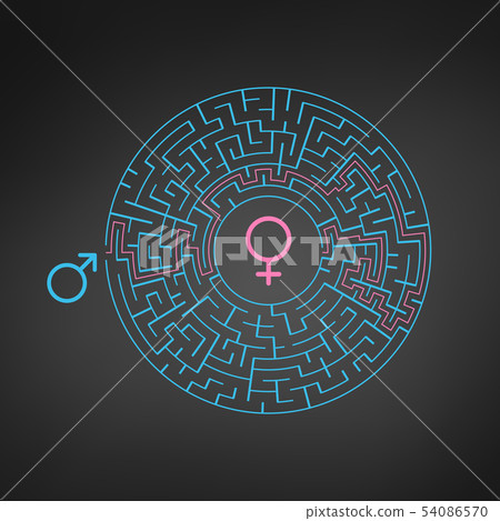 Male Female symbol and Circle Labyrinth maze.... - Stock Illustration ...