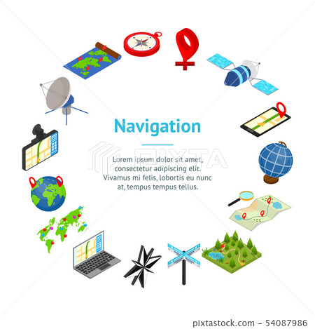 Navigation Methods Tools Signs 3d Banner Card... - Stock Illustration ...