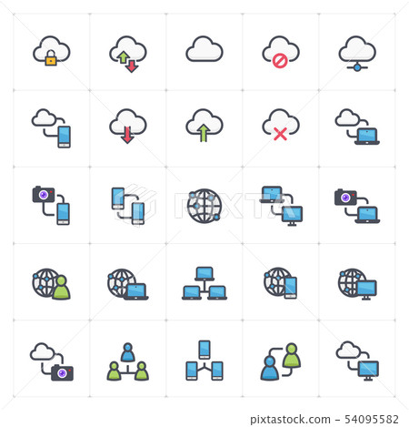 Icon set - network and connectivity outline stroke - Stock Illustration ...