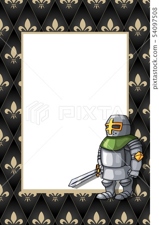 Frame with the brave knight with sword on the...-插圖素材 [54097508] - PIXTA圖庫