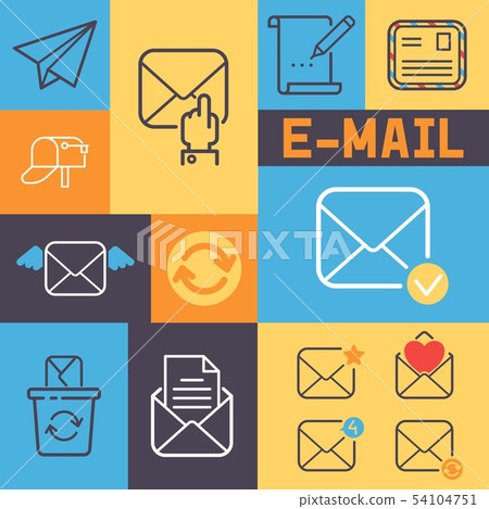 Email outline icons banner vector illustration.... - Stock Illustration ...