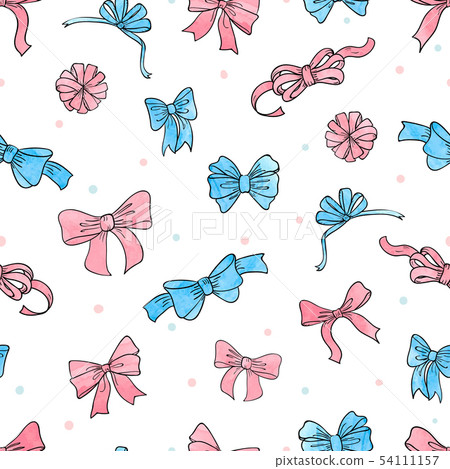 Watercolor bow seamless pattern. - Stock Illustration [54111157] - PIXTA