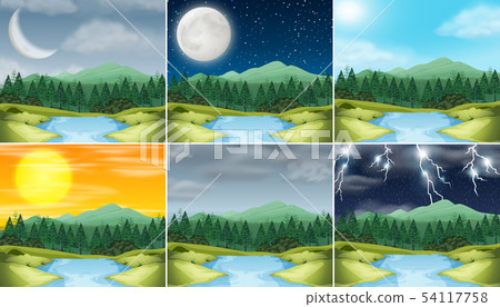 Set of nature landscape different climate - Stock Illustration ...
