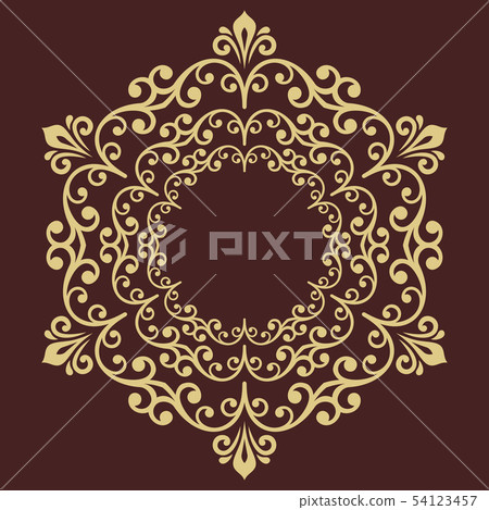 Oriental Abstract Vector Round Golden Pattern - Stock Illustration ...