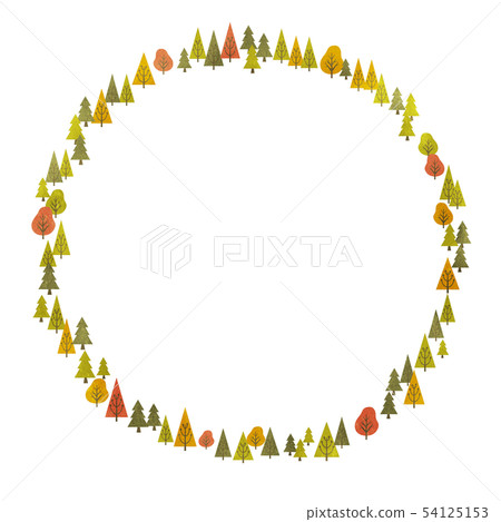 Autumn forest frame round watercolor style - Stock Illustration ...
