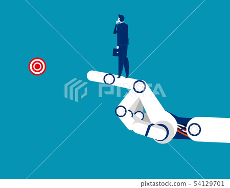 Technology success. Businessman standing on the - Stock Illustration ...