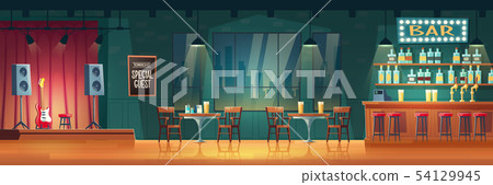 Bar with live music cartoon vector interior - Stock Illustration ...